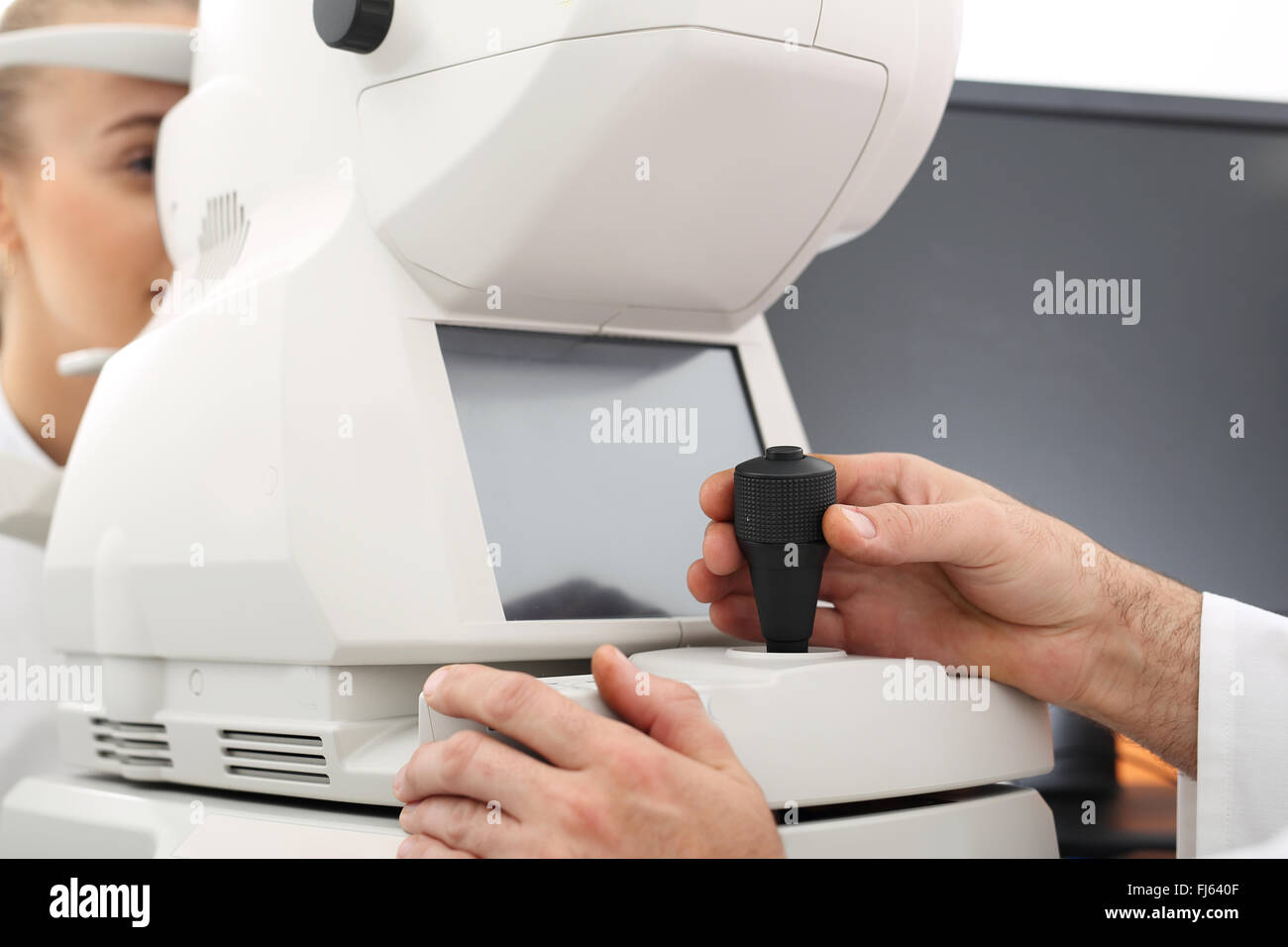 The patient in ophthalmology clinic during the study of computer vision ...