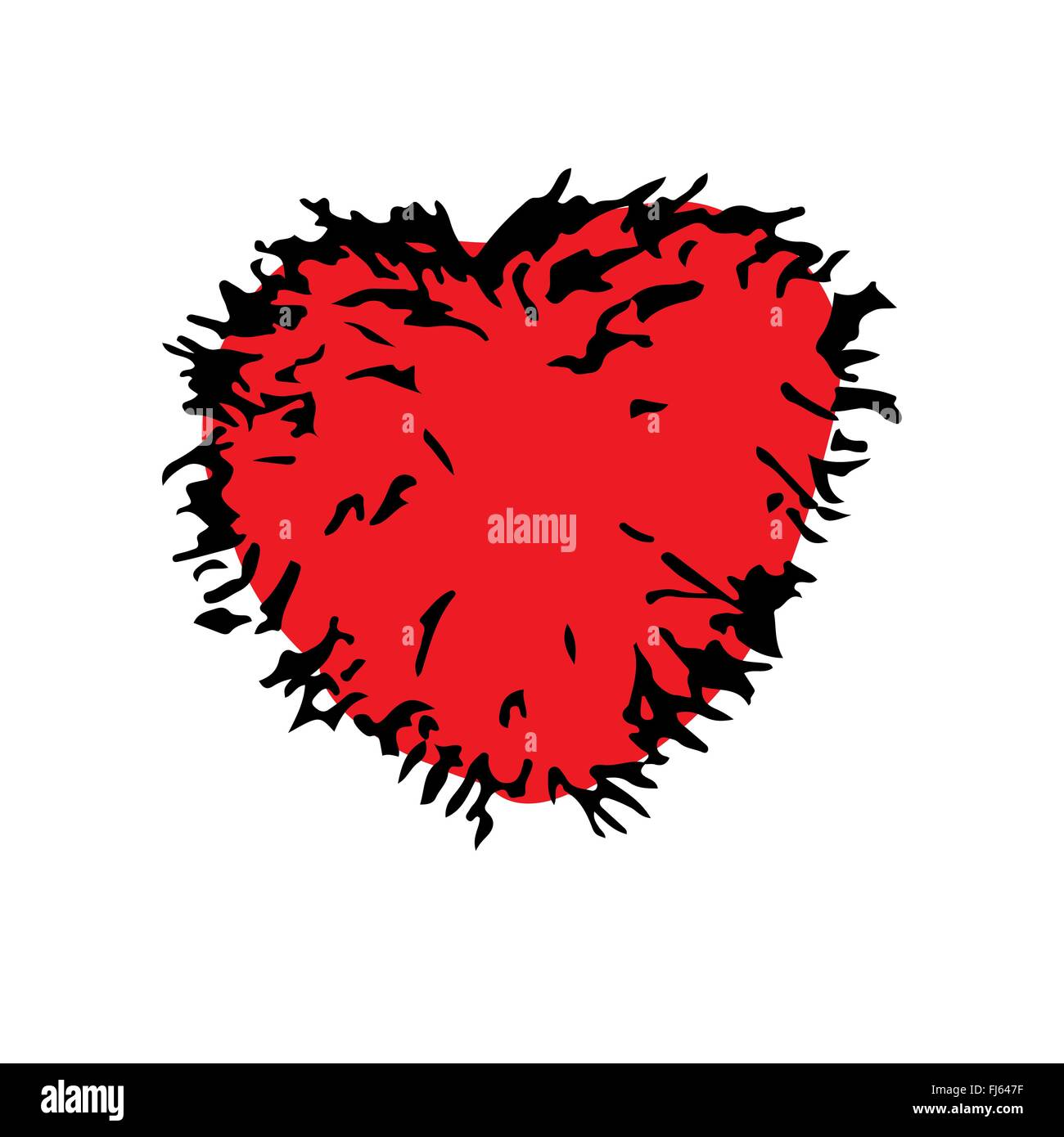 Red love shaggy fur heart doodle hand drawing vector Stock Vector Image ...