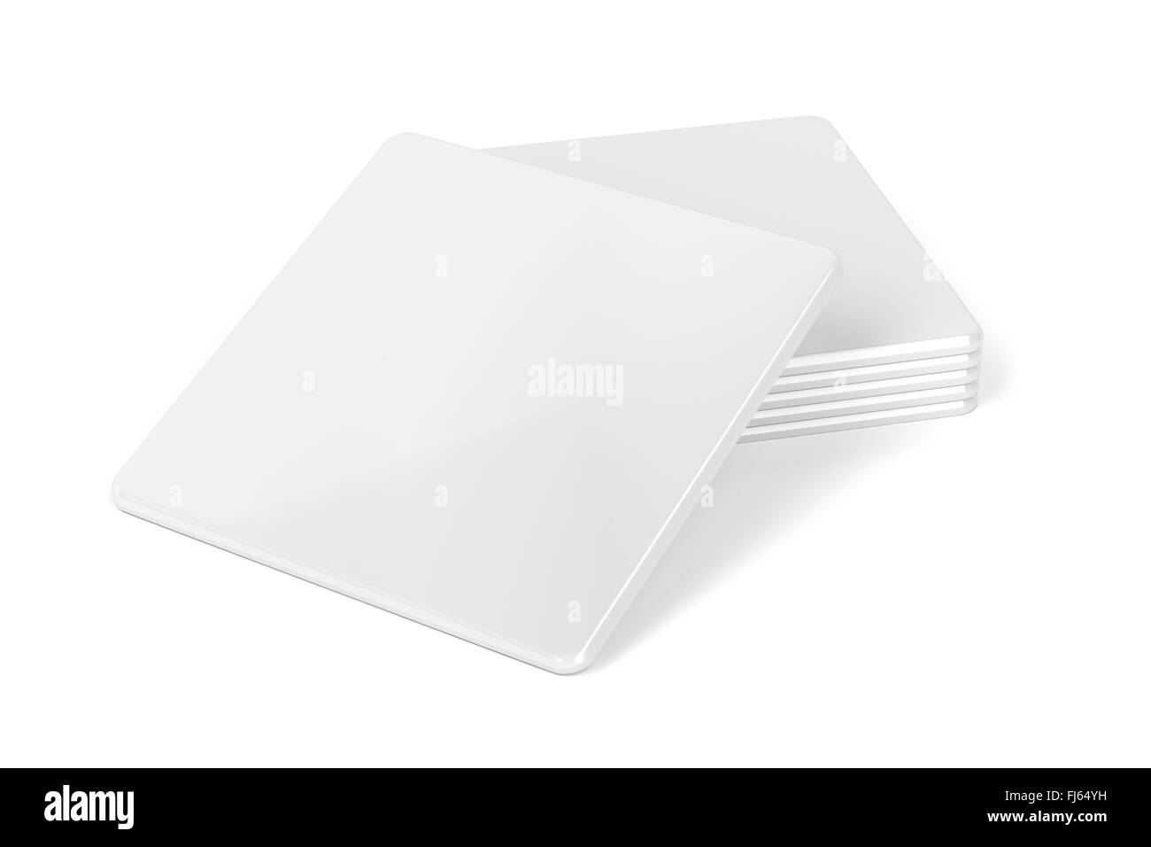 Stack of blank drink coasters on white background Stock Photo - Alamy