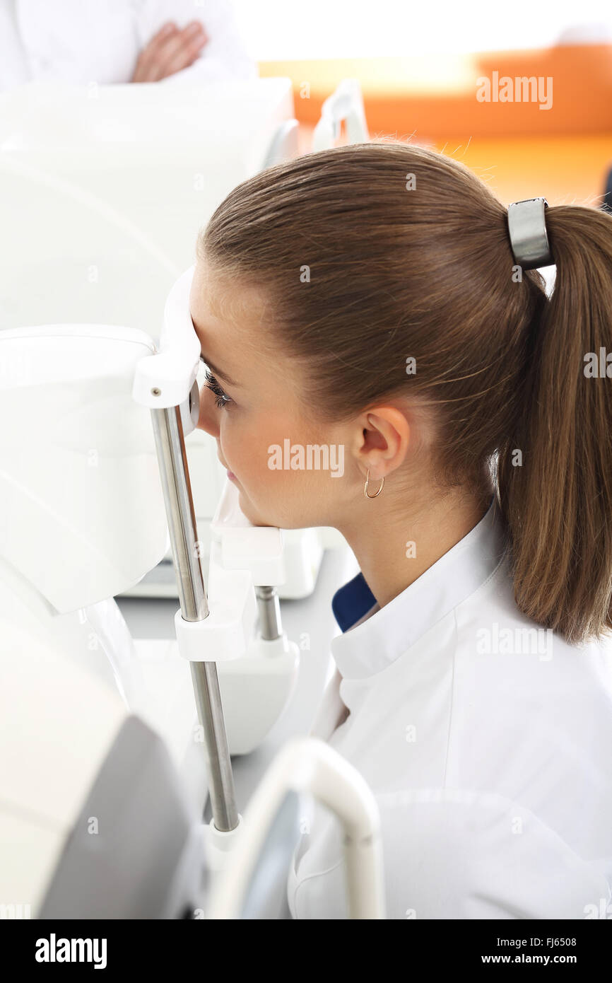 The patient in ophthalmology clinic during the study of computer vision ...