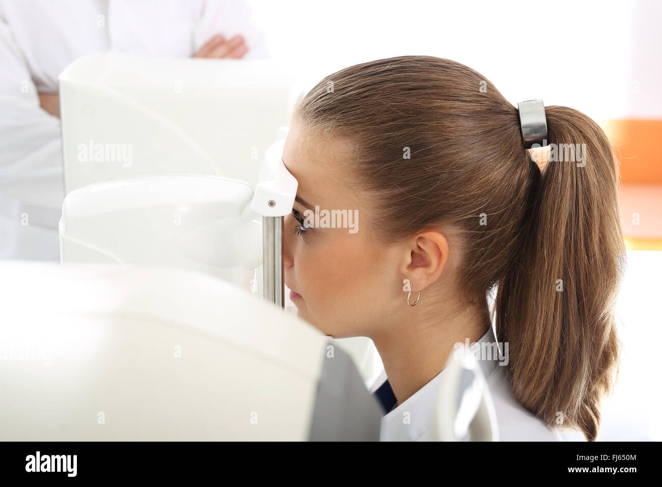 The patient in ophthalmology clinic during the study of computer vision ...