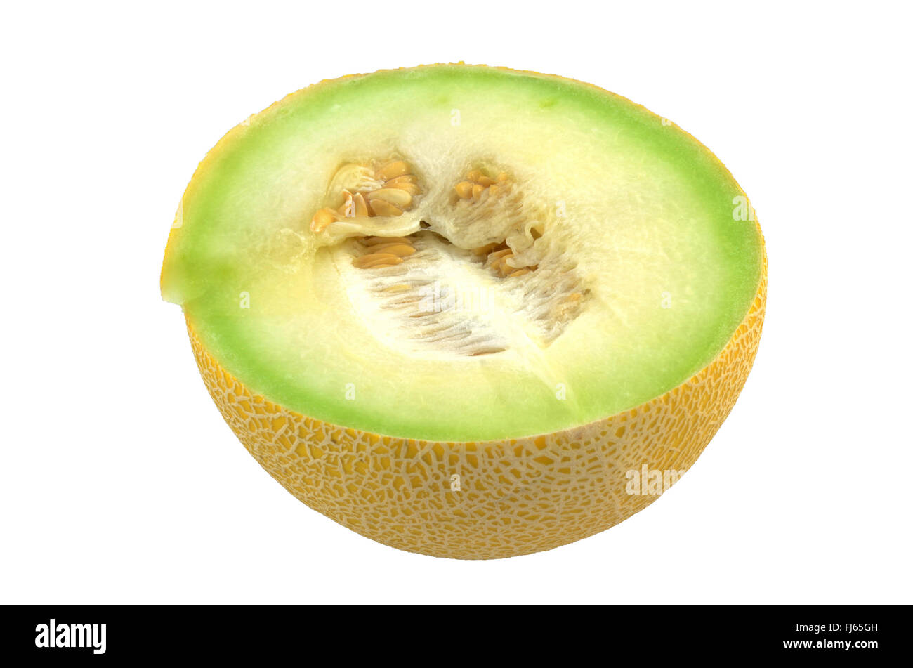 Half a Galia Melon on a white background Stock Photo - Alamy