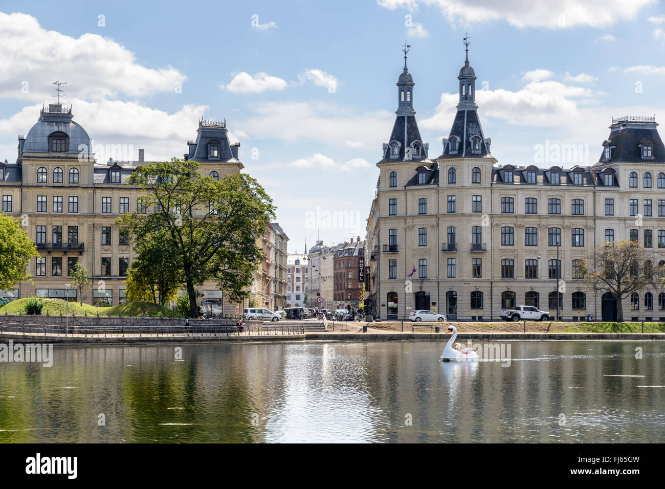 The lakes in Copenhagen, Denmark is a row of 3 rectangular lakes ...
