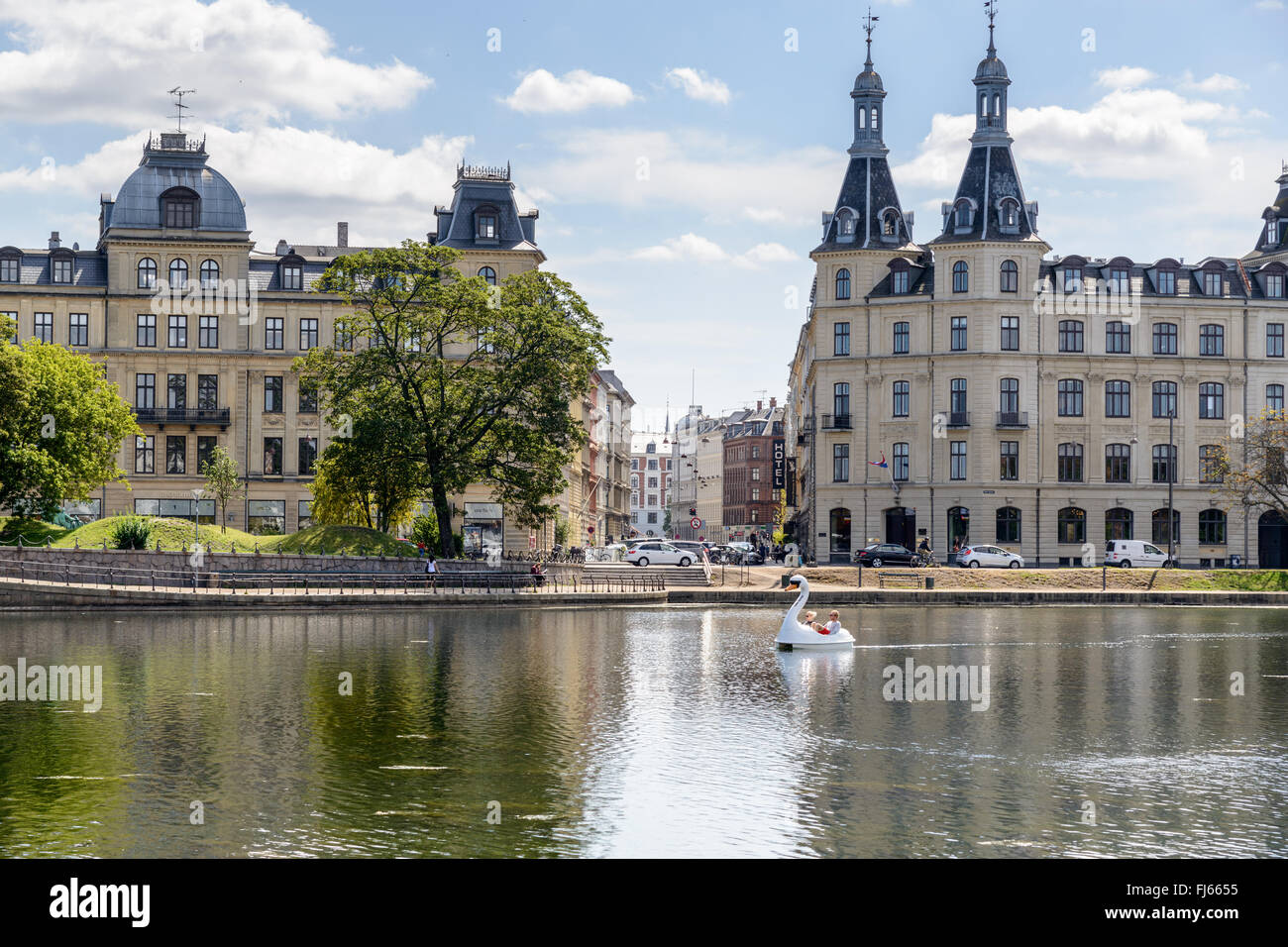 The lakes in Copenaghen, Denmark is a row of 3 rectangular lakes ...