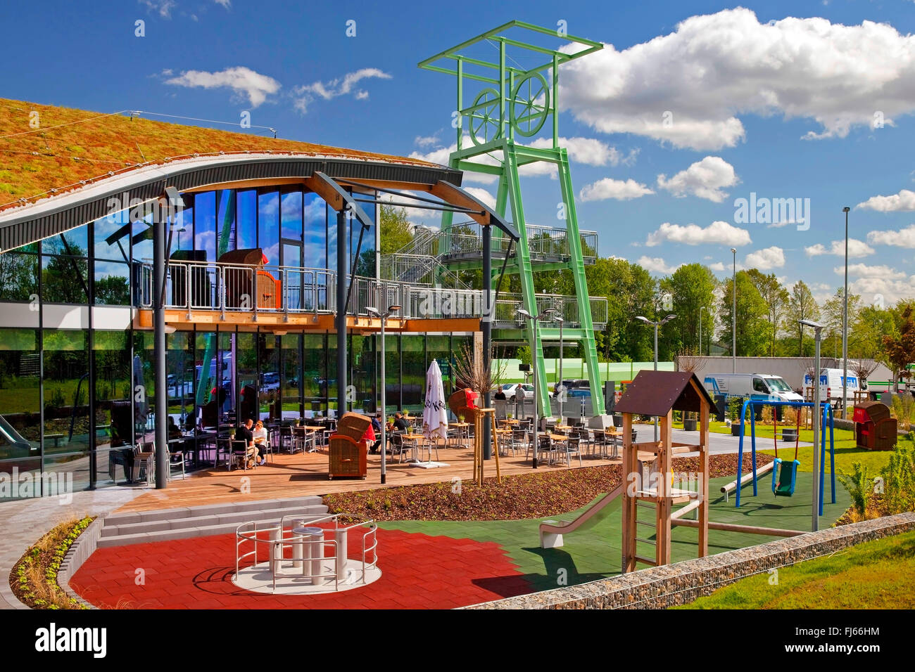 highway rest area Beverbach of the A 40 motorway with pit frame ...