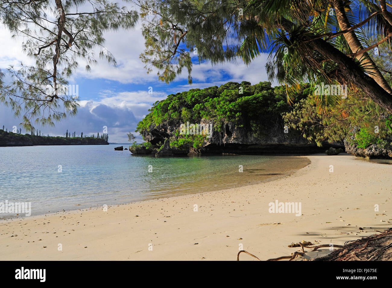 sandy beach of Kanumera bay, New Caledonia, Ile des Pins, Kanumera ...