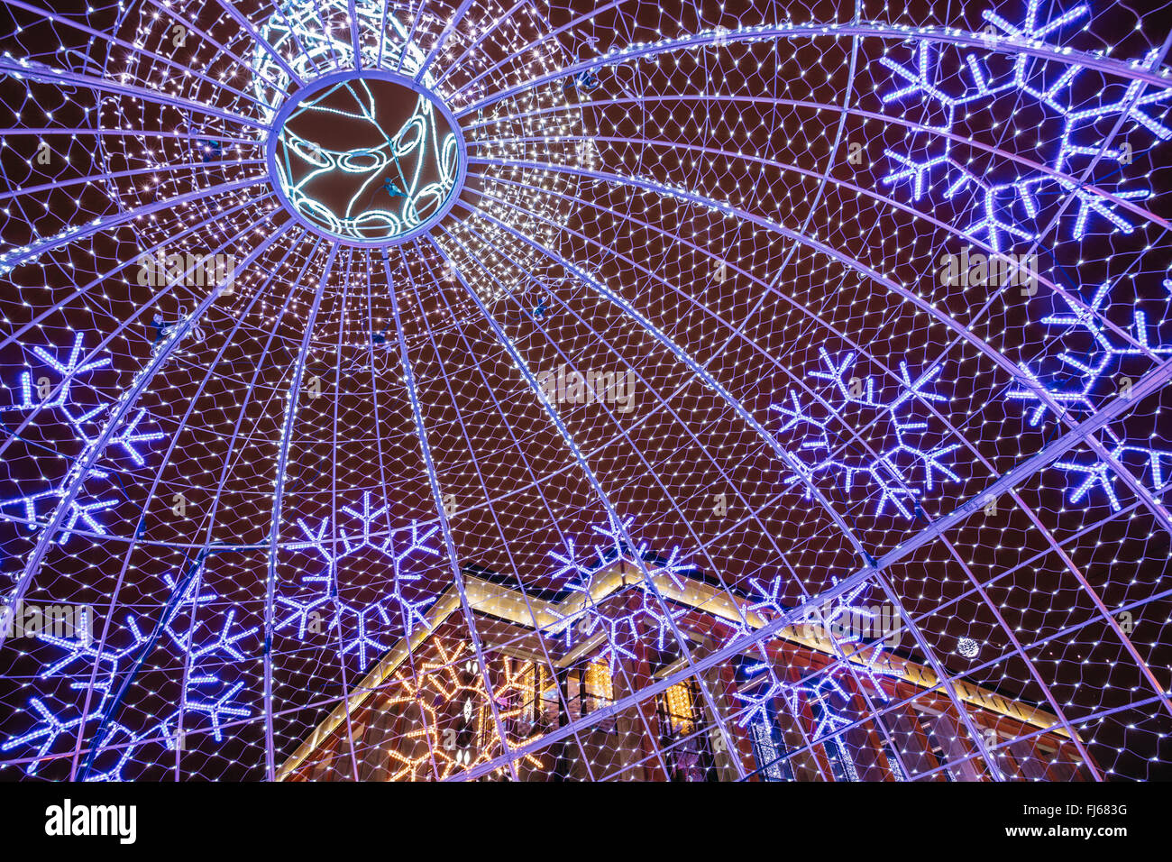 City Christmas illuminations decorations background Stock Photo - Alamy