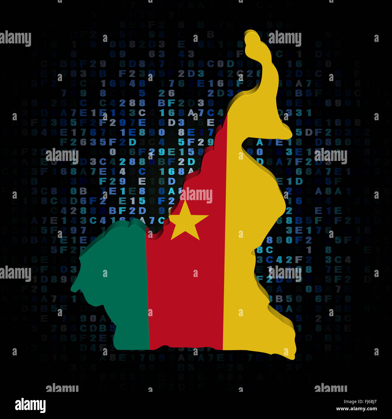 Cameroon map flag on hex code illustration Stock Photo - Alamy