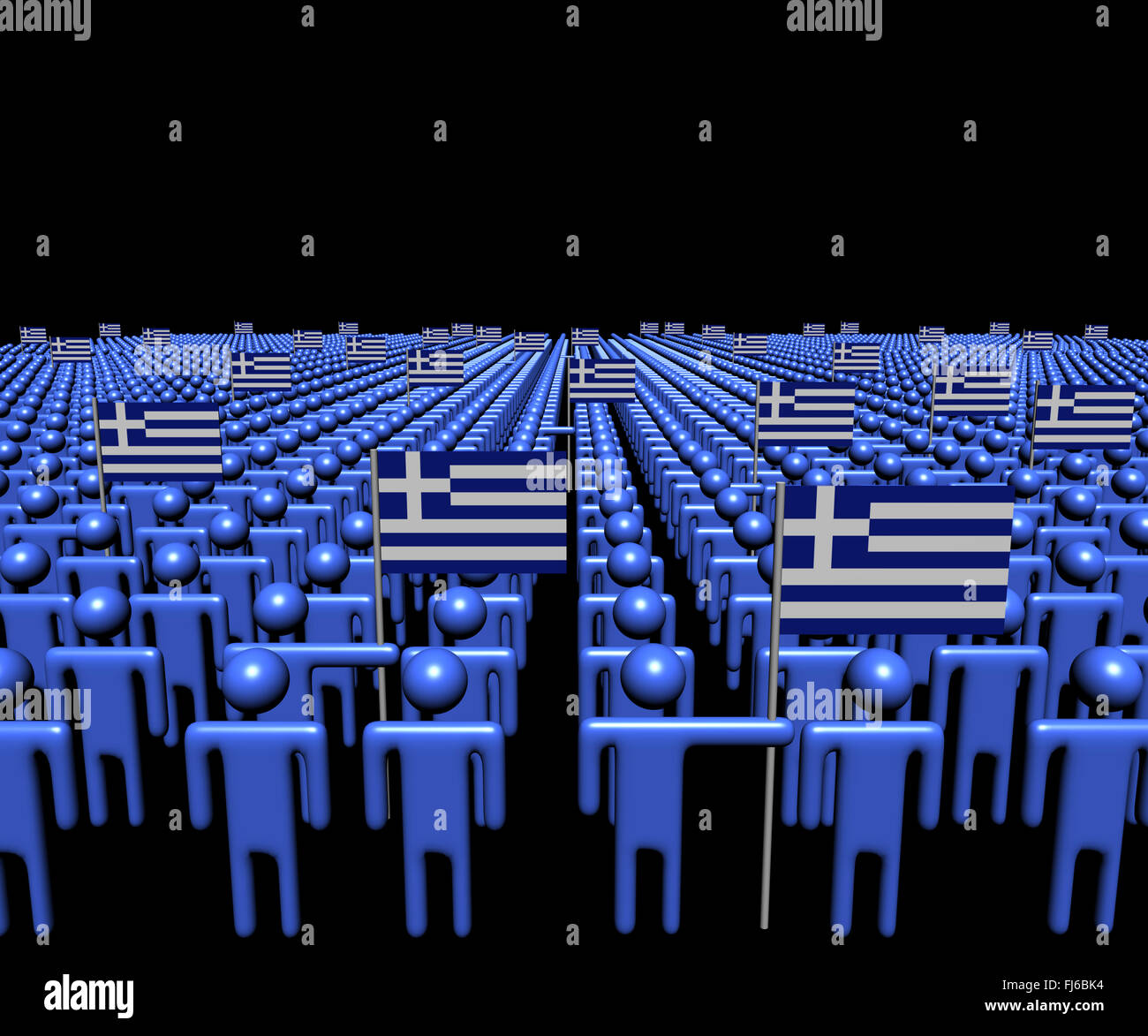 Crowd of abstract people with many Greek flags illustration Stock Photo ...