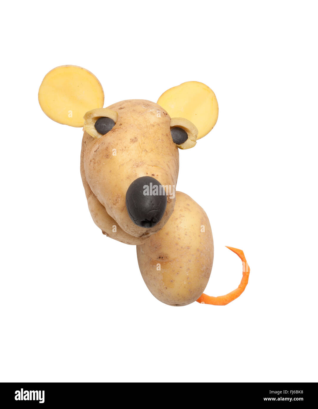 Mouse made of potatoes and olives on isolated background Stock Photo ...
