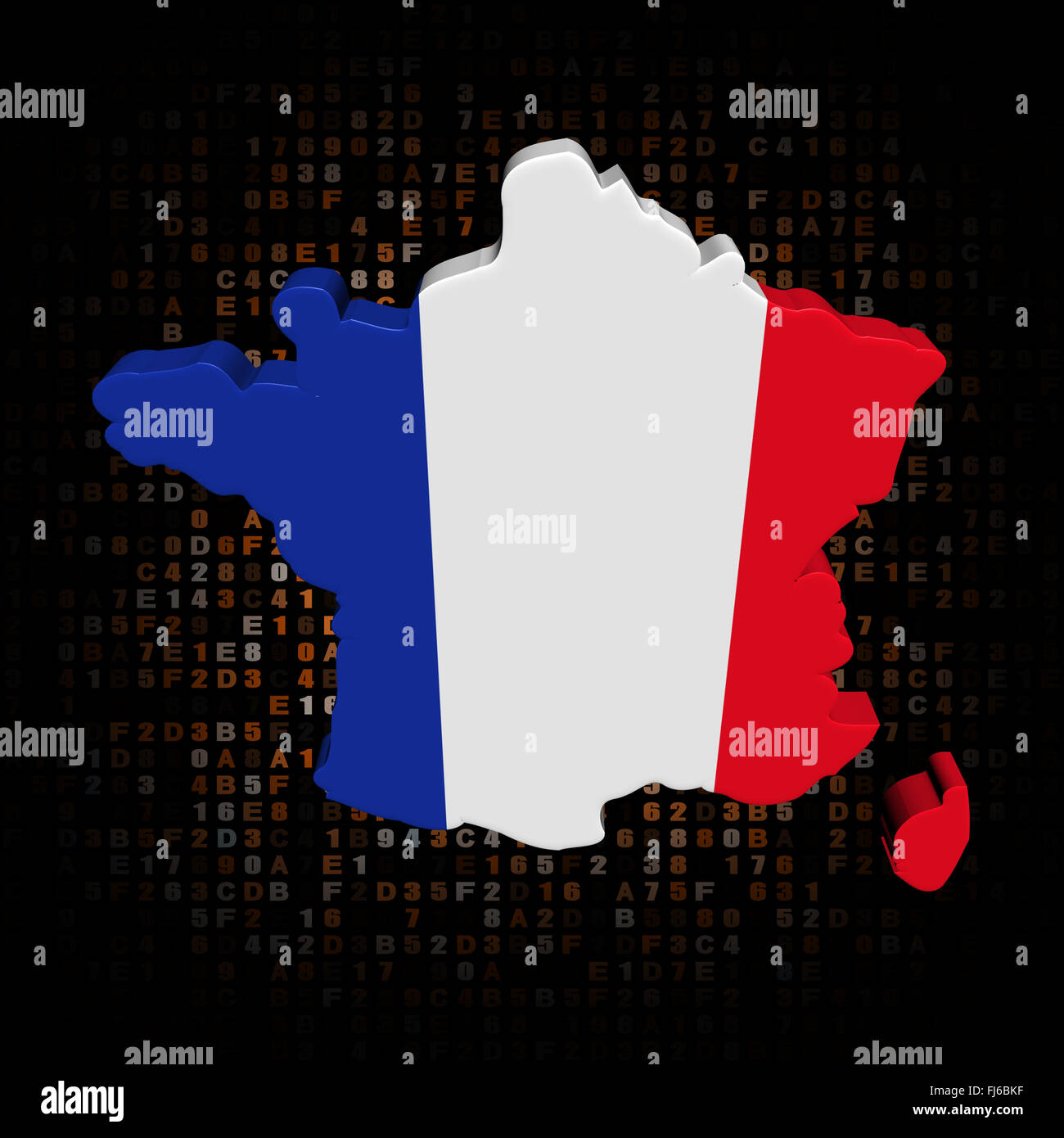 France map flag on hex code illustration Stock Photo - Alamy