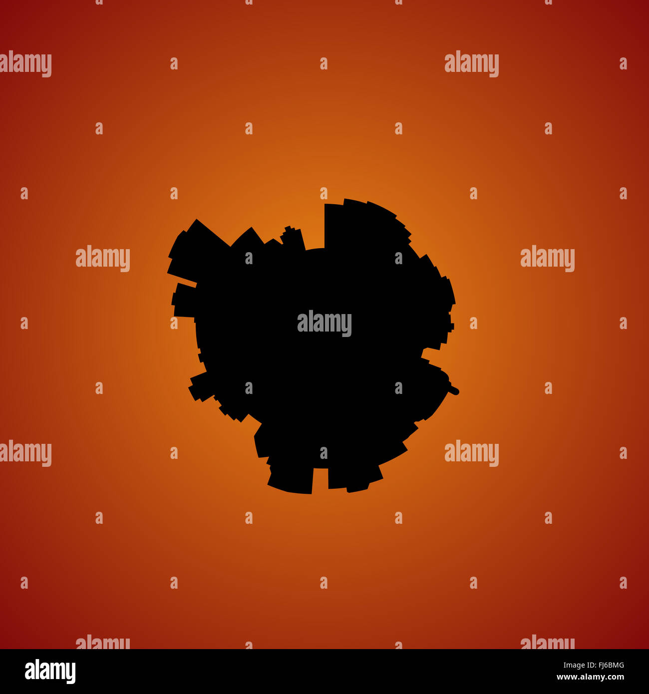 Edmonton circular skyline sunset illustration Stock Photo - Alamy