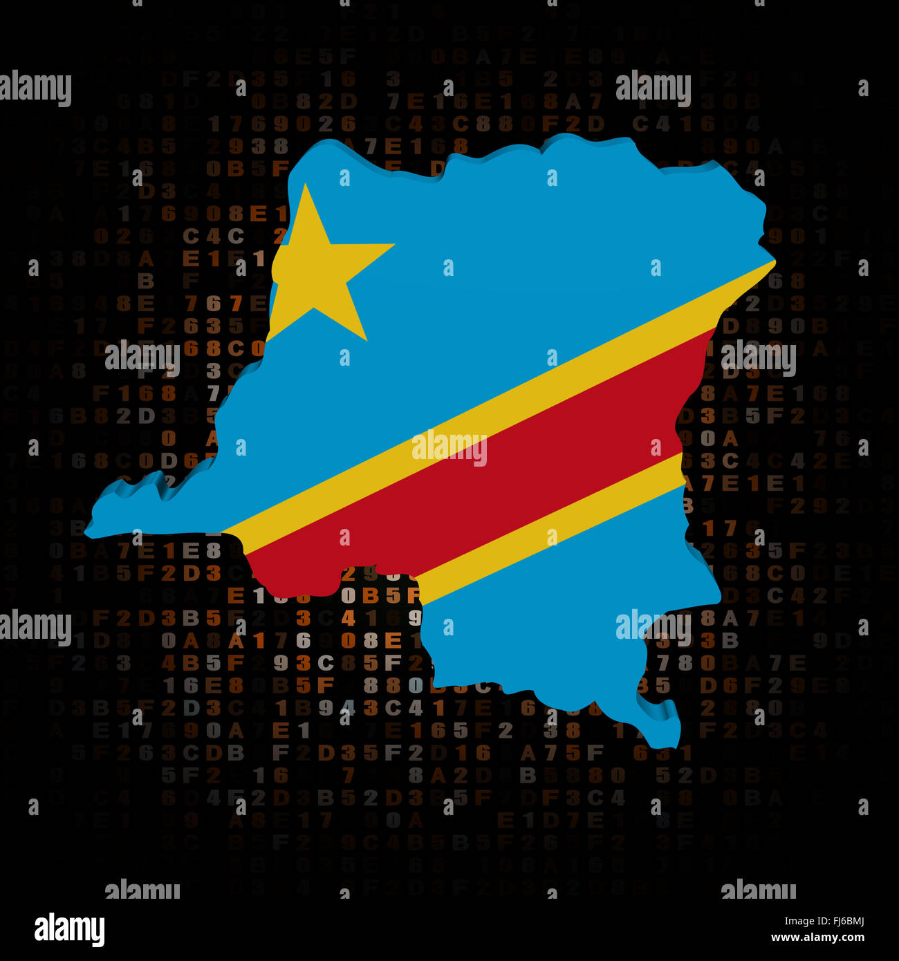 Democratic Republic Congo map flag on hex code illustration Stock Photo ...