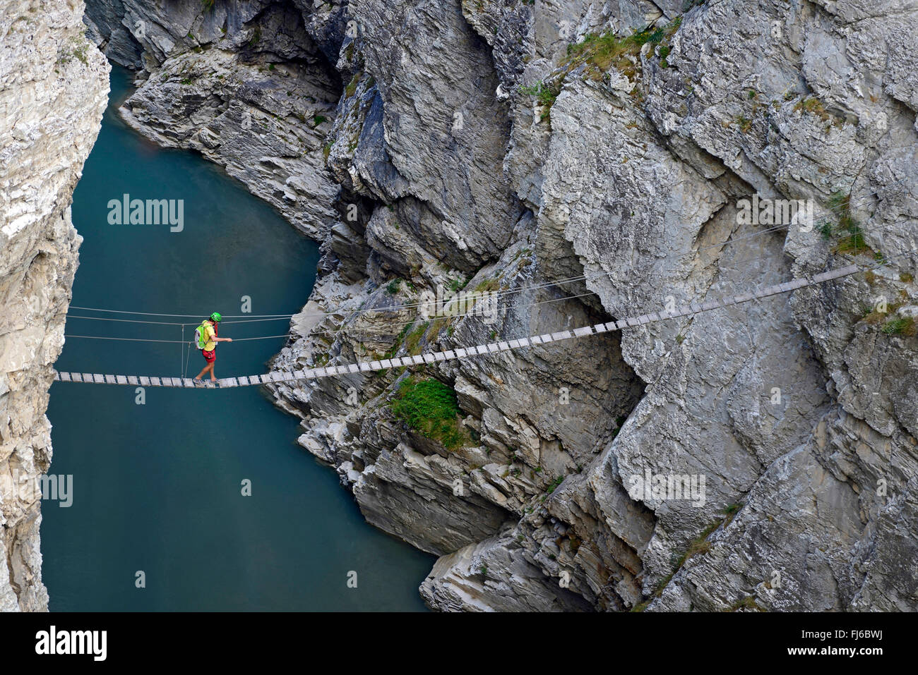 Via ferrata called Les Rois Mages, simple suspension bridge crossing ...