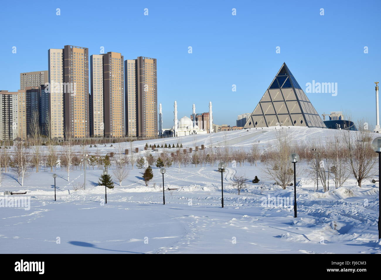Street view with modern buildings in Astana, capital of Kazakhstan ...