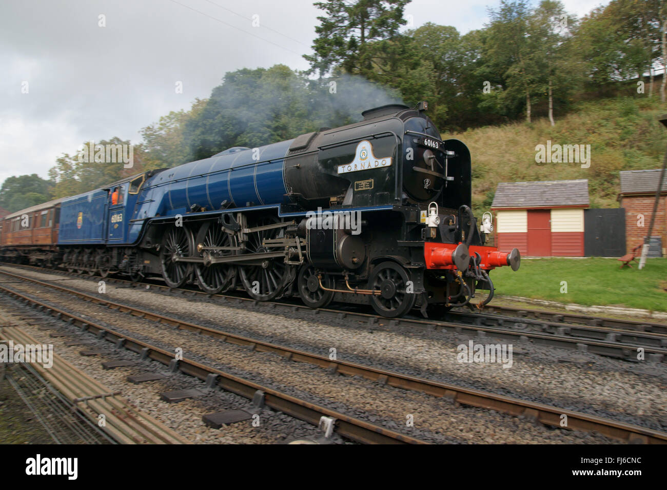 Tornado steam locomotive in BR blue near Goathland Station on North ...