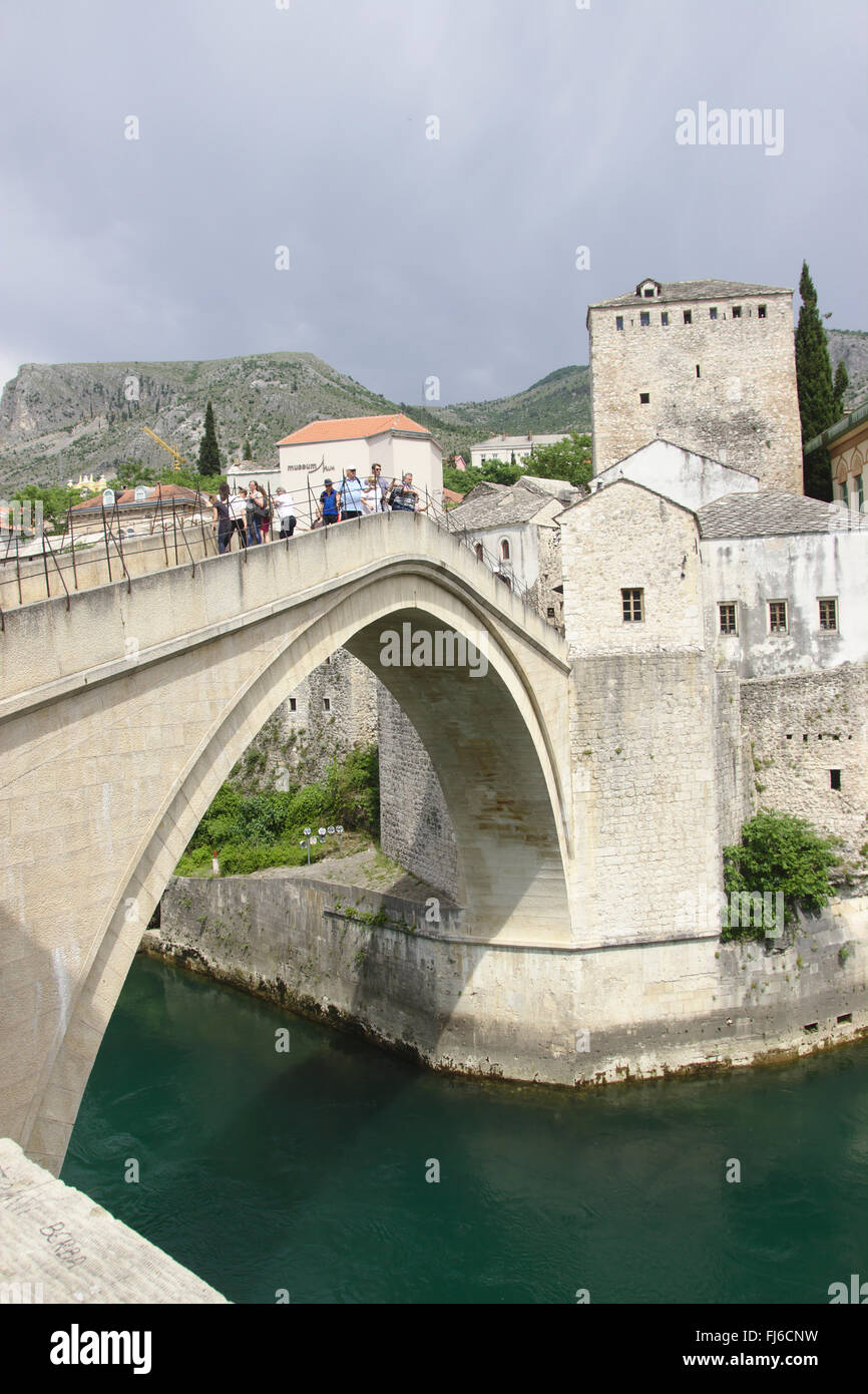 Stari Most (old bridge) in Mostar, Bosnia and Herzegovina Stock Photo ...