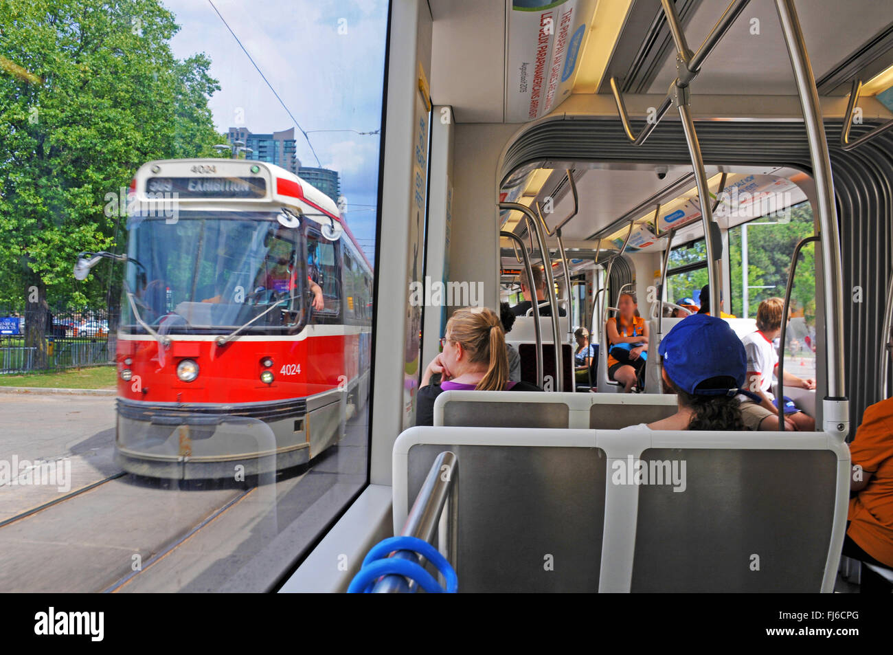Inside a streetcar, Toronto, Canada Stock Photo - Alamy