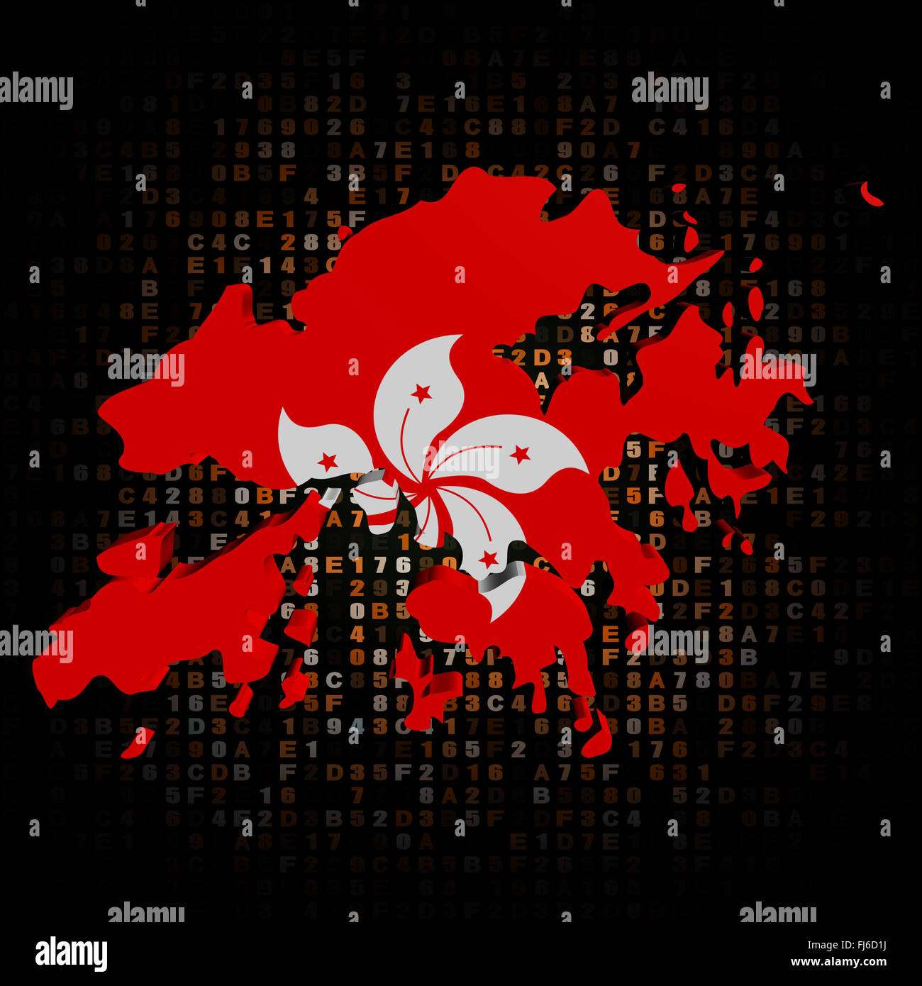 Hong Kong map flag on hex code illustration Stock Photo - Alamy