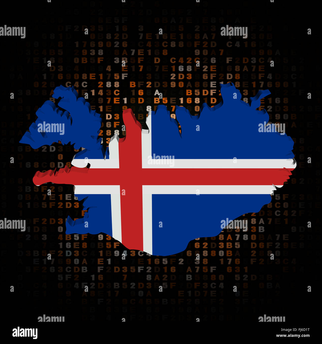 Iceland map flag on hex code illustration Stock Photo - Alamy