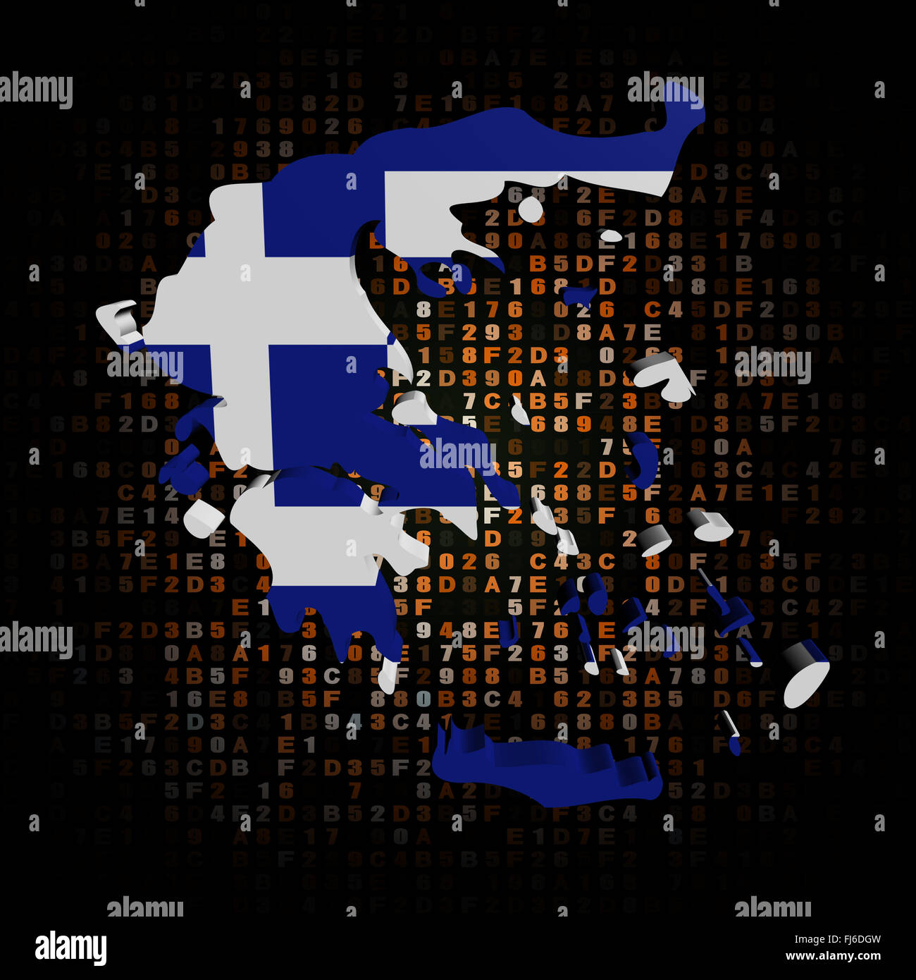 Greece map flag on hex code illustration Stock Photo - Alamy