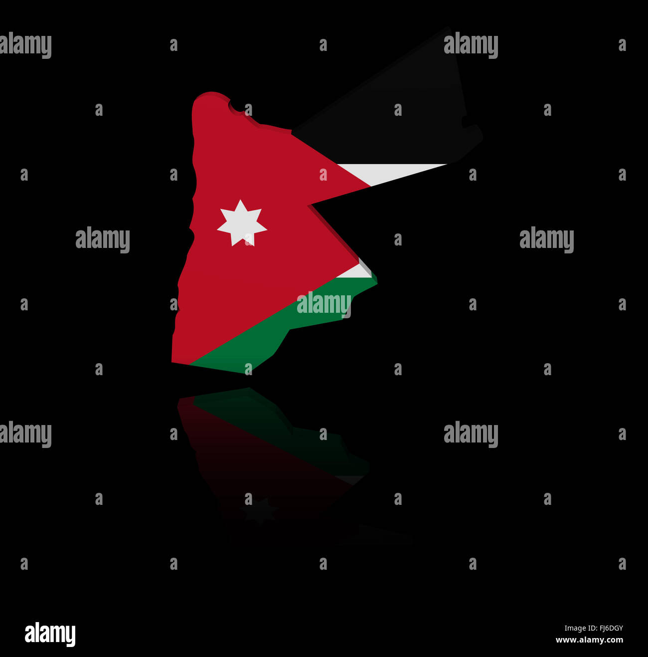 Jordan map flag with reflection illustration Stock Photo - Alamy