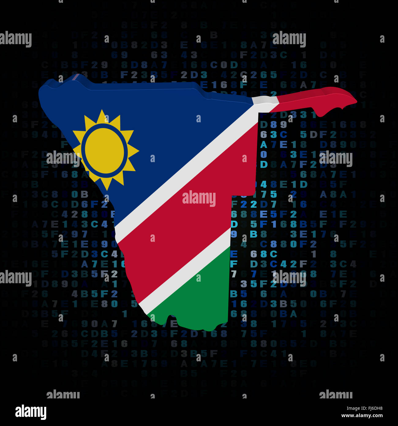Namibia map flag on hex code illustration Stock Photo - Alamy