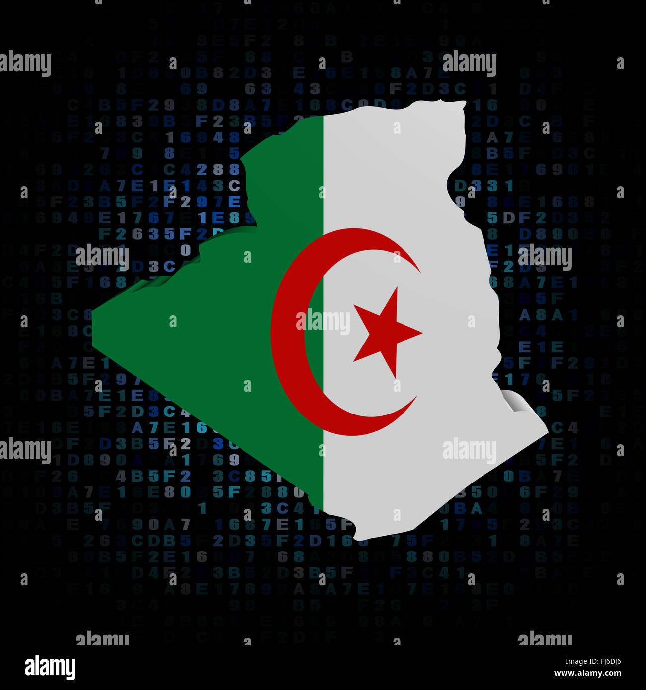 Algeria map flag on hex code illustration Stock Photo - Alamy