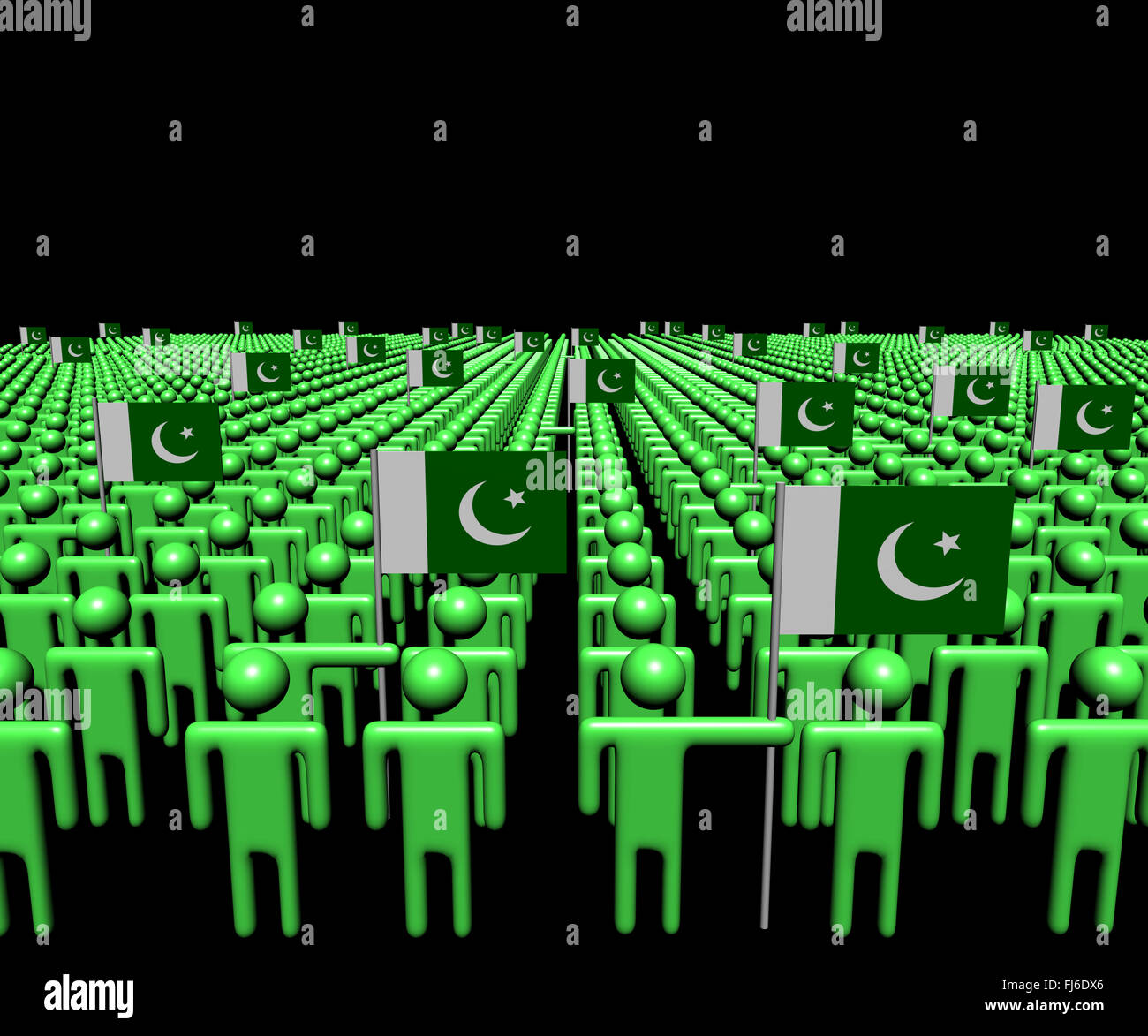 Crowd of abstract people with many Pakistani flags illustration Stock ...