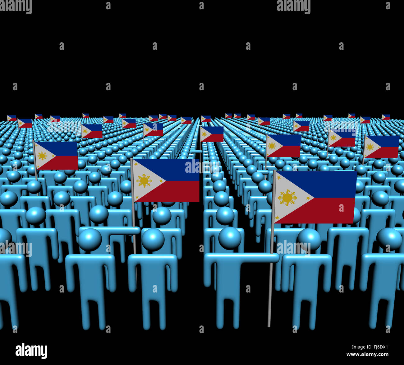 Crowd of abstract people with many Philippines flags illustration Stock ...