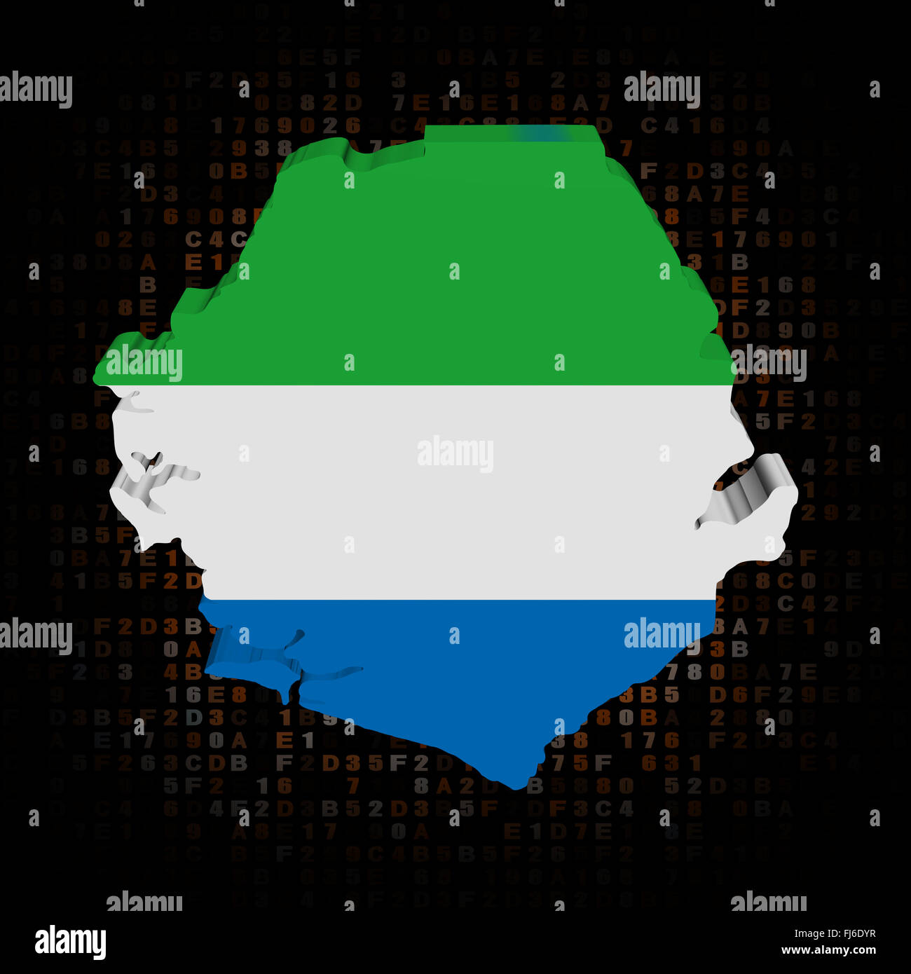 Sierra Leone map flag on hex code illustration Stock Photo - Alamy