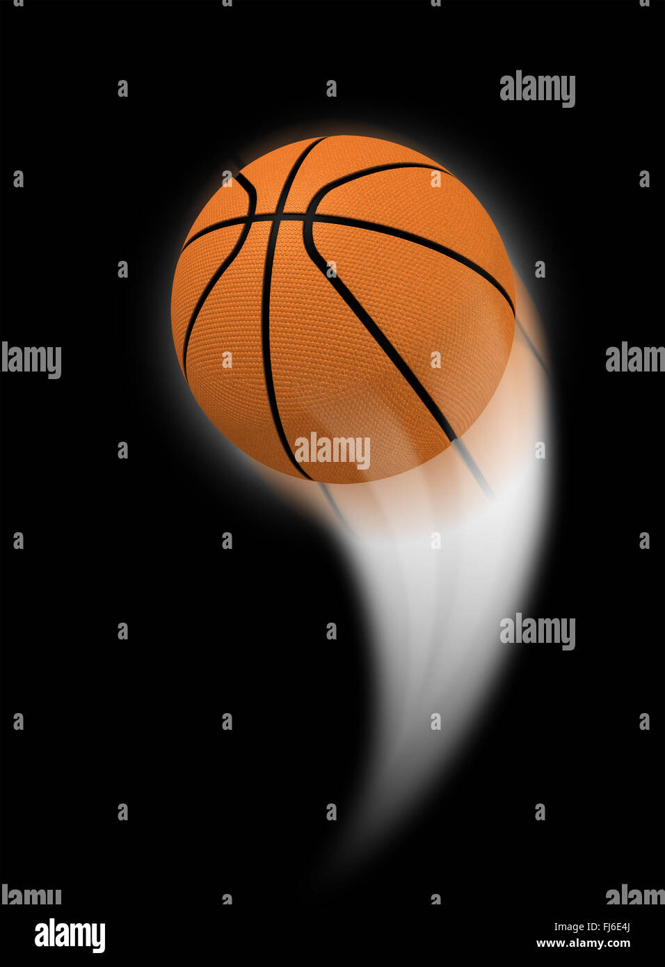 A basketball ball swooshing into the atmosphere from a distance on an ...