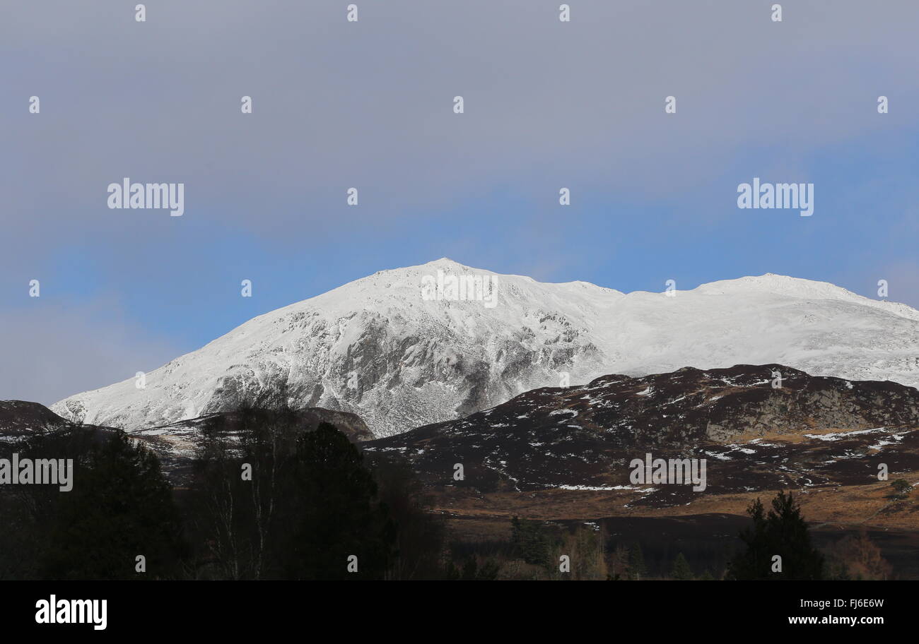 Summit of Ben Vrackie viewed from Pitlochry Scotland February 2016 ...