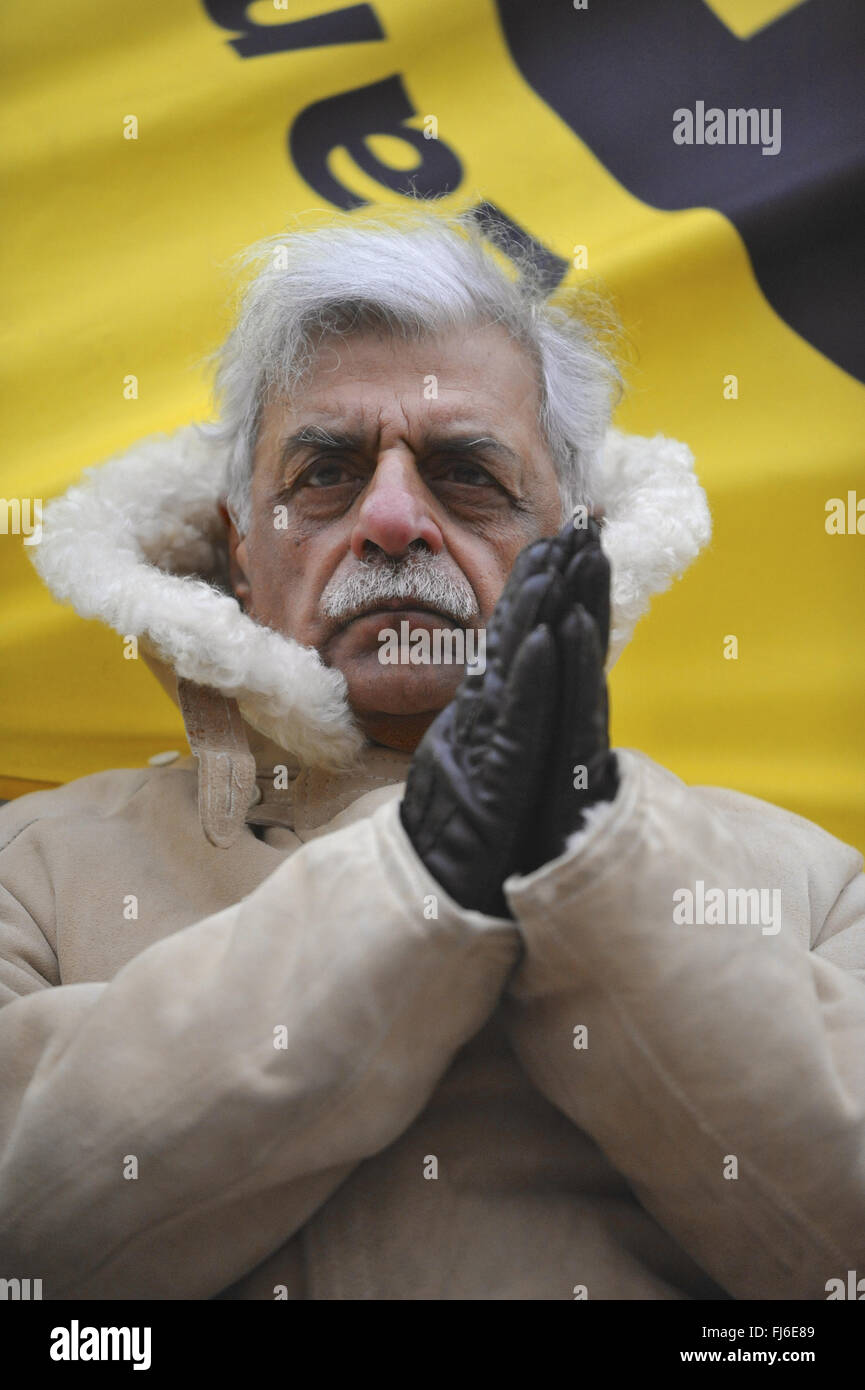 Tariq Ali (writer and anti-war activist) waiting to speak speaking at ...