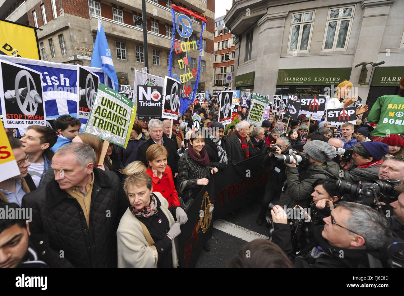 A media scrum at the head of the Stop Trident demonstration just before ...