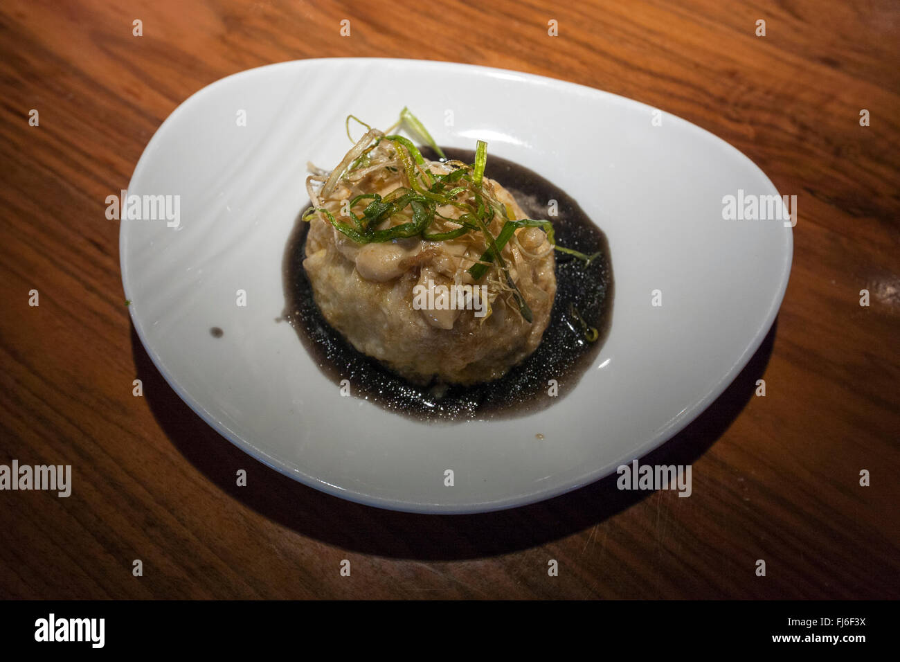Modern tapa of tuna in a Pamplona bar, Navarra, Spain Stock Photo - Alamy