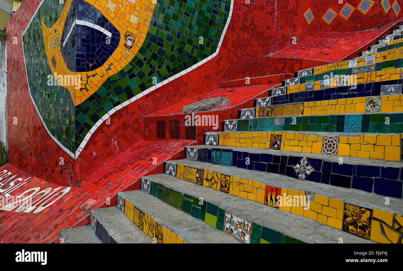 Escadaria Selarón, also known as the 'Selaron Steps', is a set of world ...