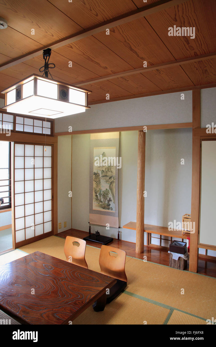 Japan, Miyajima, ryokan, traditional inn, room, interior Stock Photo ...