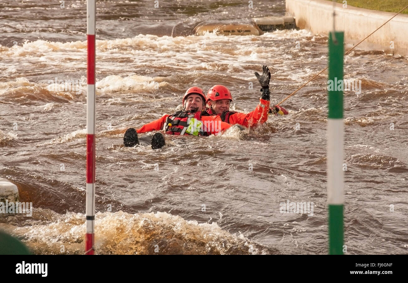 Lancashire Fire and Rescue officers on a river rescue training exercise ...