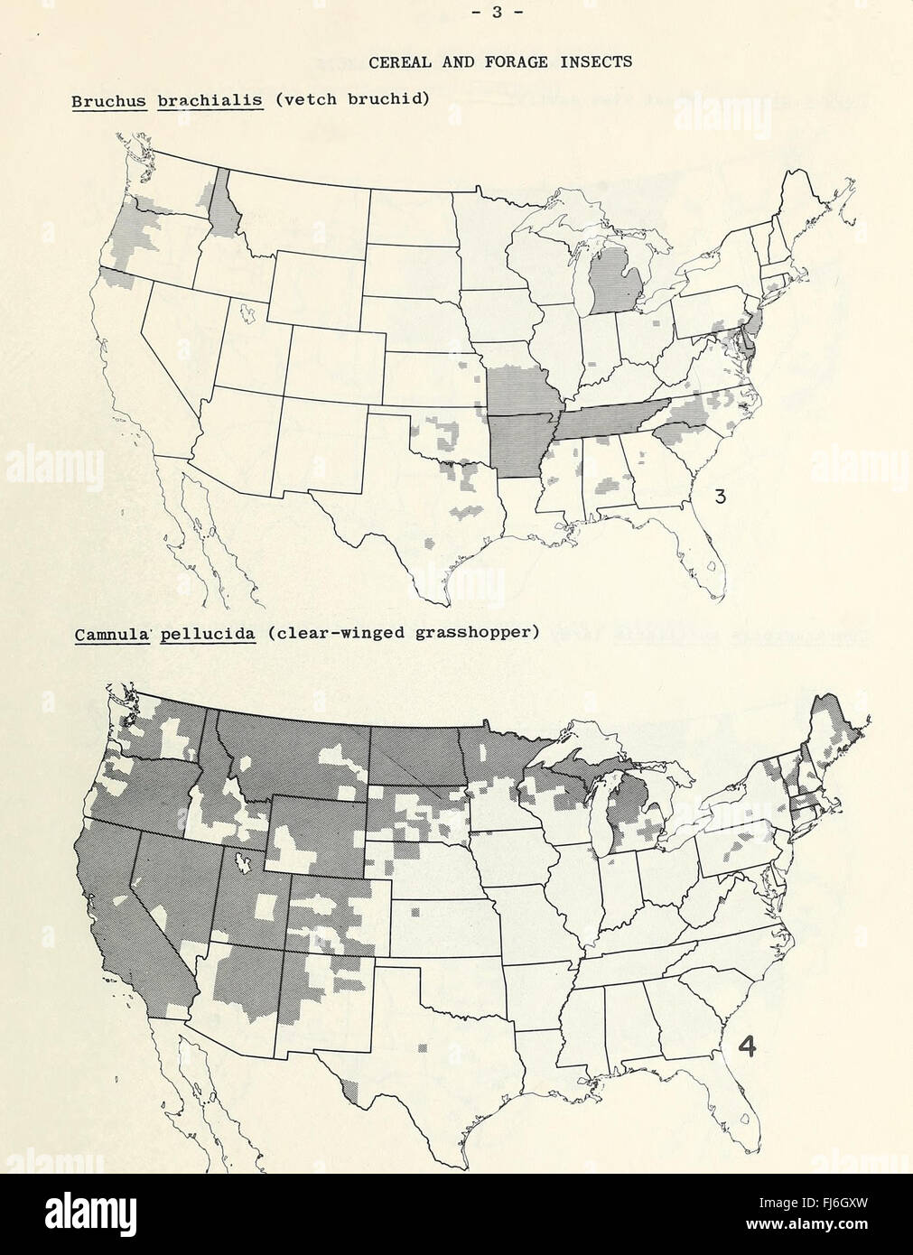 A scientific publication from 1959 showcasing distribution maps of ...