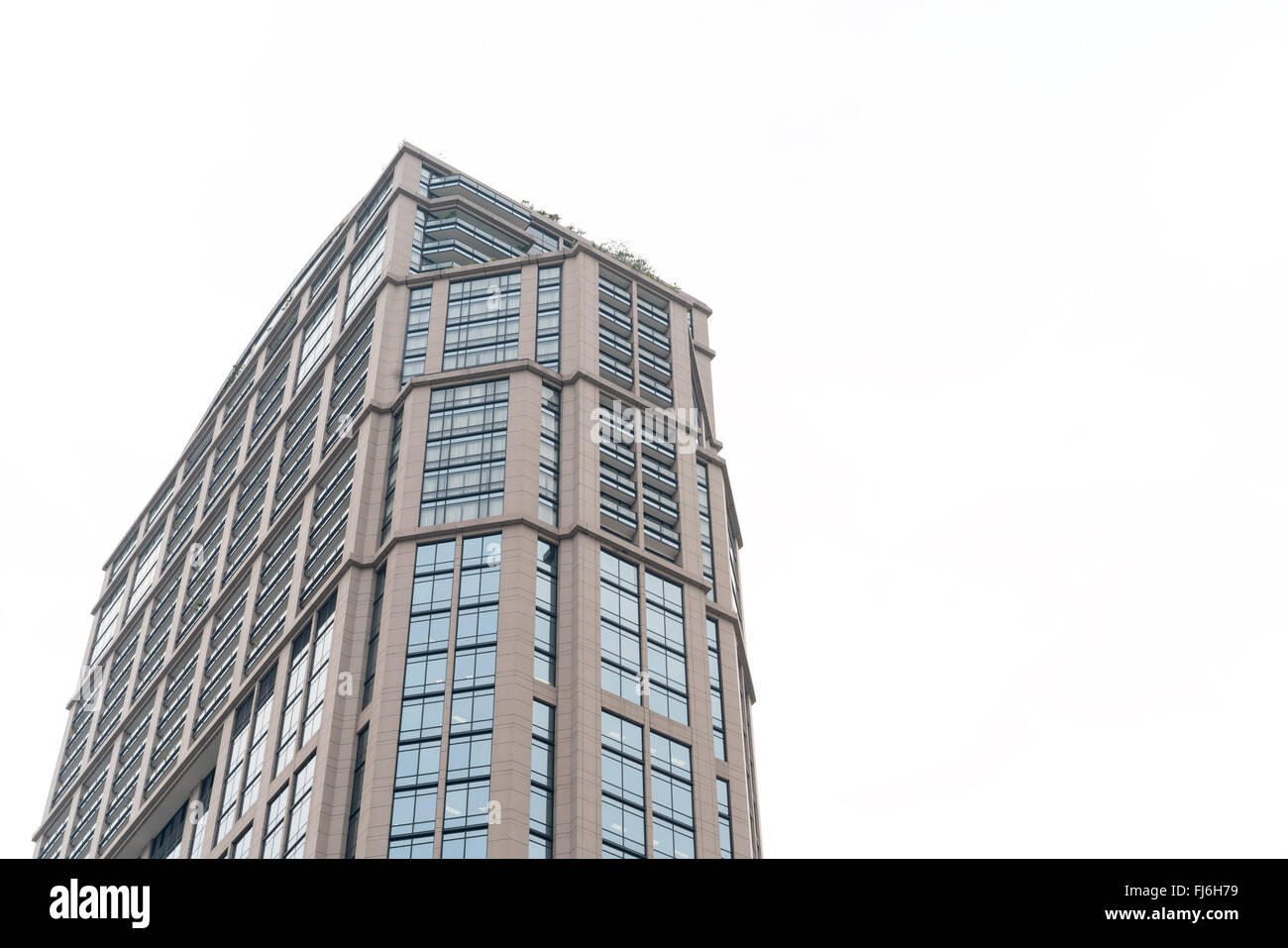 Tall office building with copy space on white sky background Stock ...
