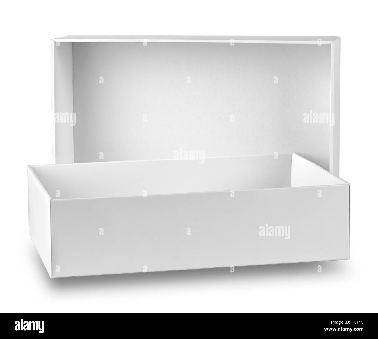White box with open lid isolated on white background Stock Photo - Alamy