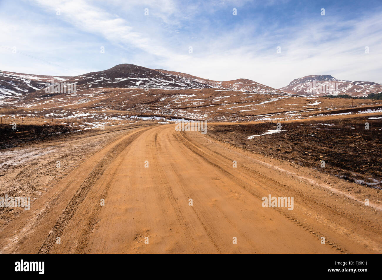 Mountains Snow dirt road through winter landscape Stock Photo - Alamy