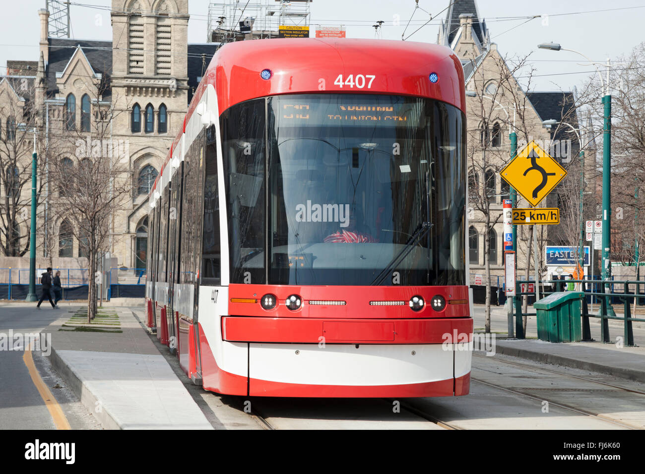 New style street car of the Toronto Transit Commission in downtown ...