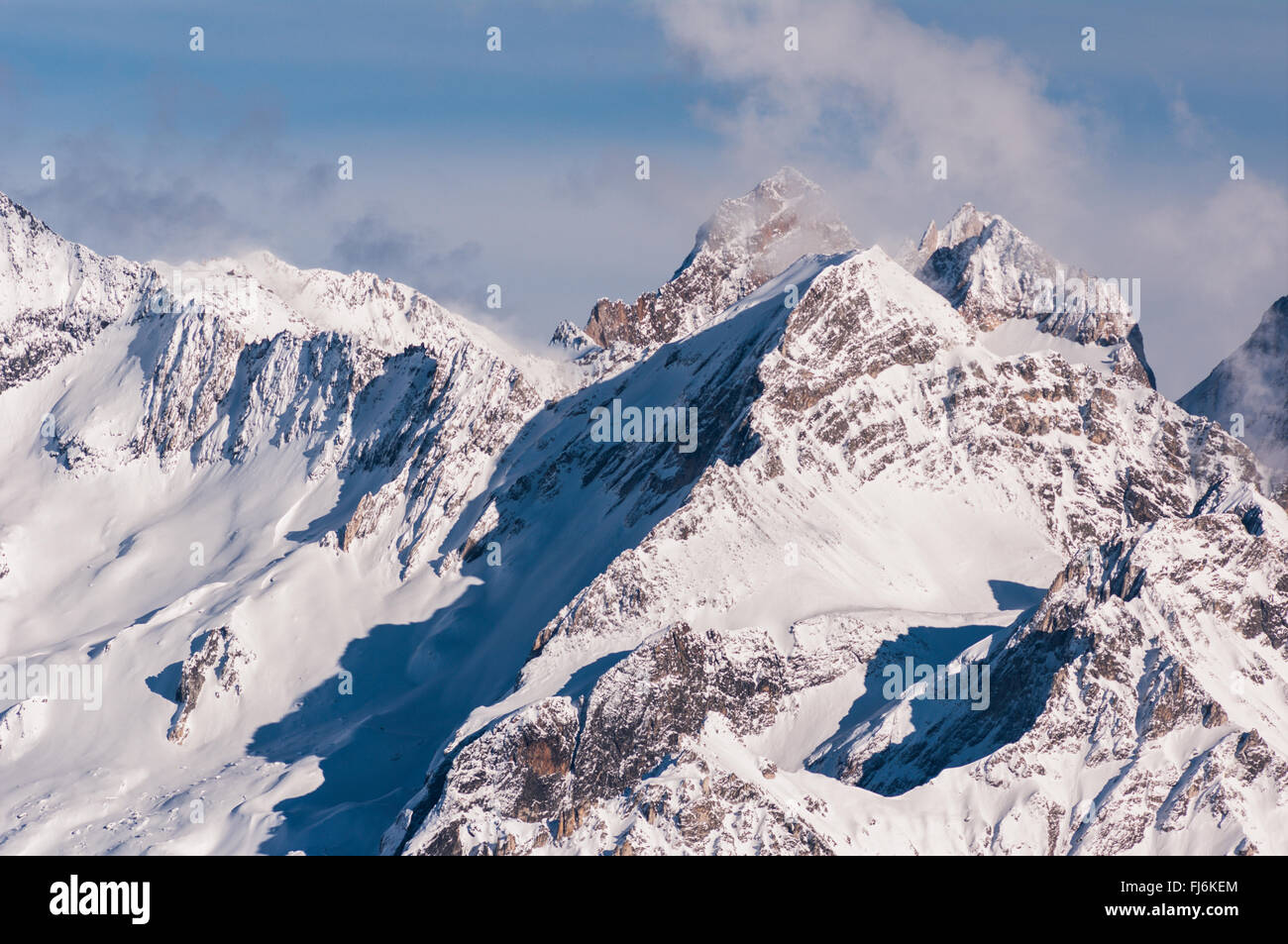 Aerial View of Mountain chain above meribel valley from la saulire ...