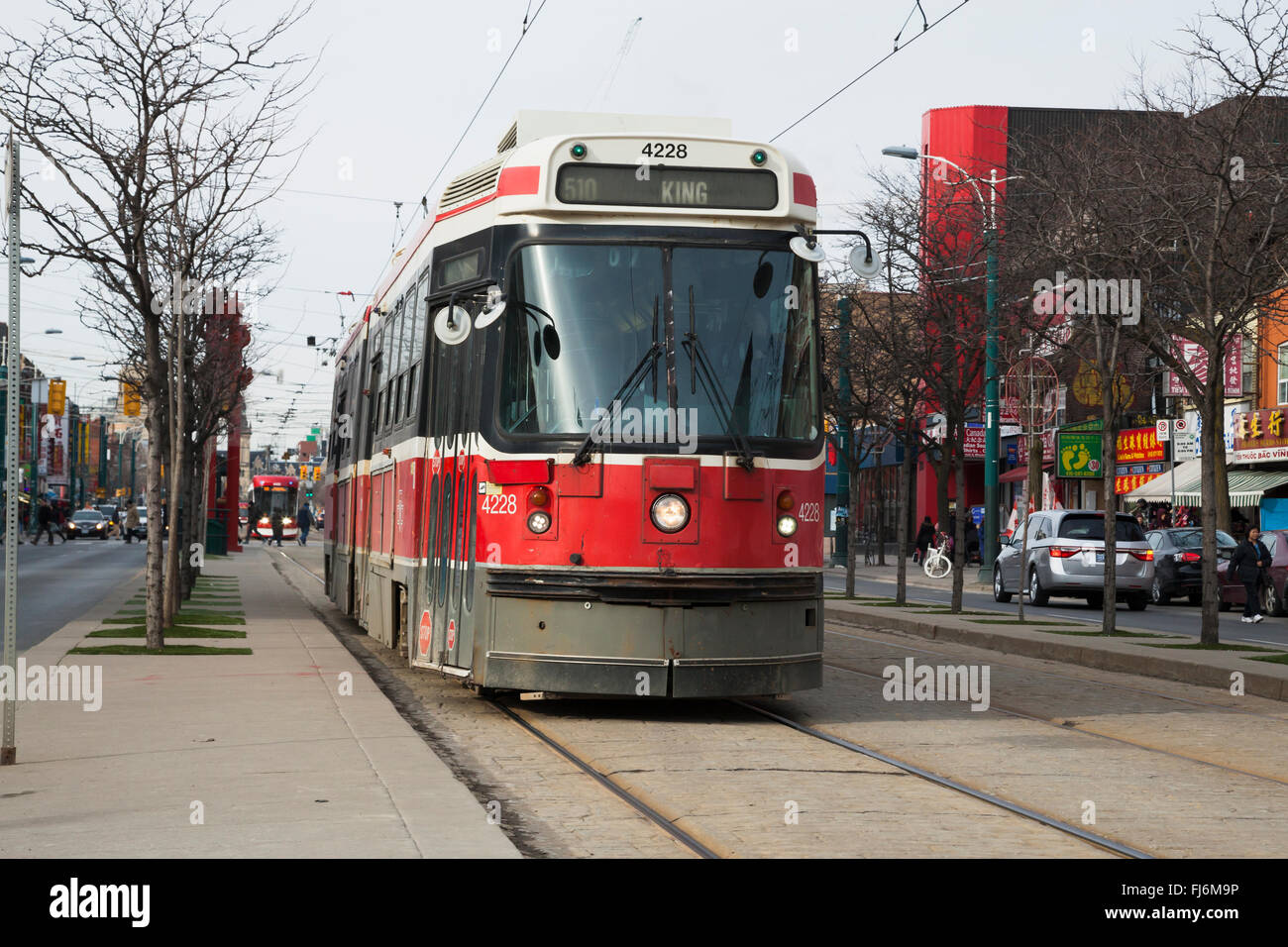 Street car of the Toronto Transit Commission in downtown Toronto Stock ...