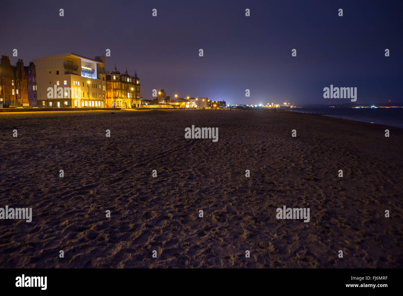 Portobello beach along the promenade at night, Edinburgh - Scotland ...
