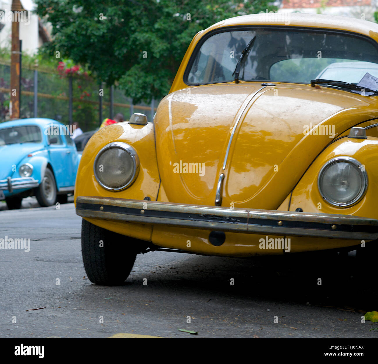 Street scene with Volkswagen Beetle, Rio de Janeiro, Brazil Stock Photo ...