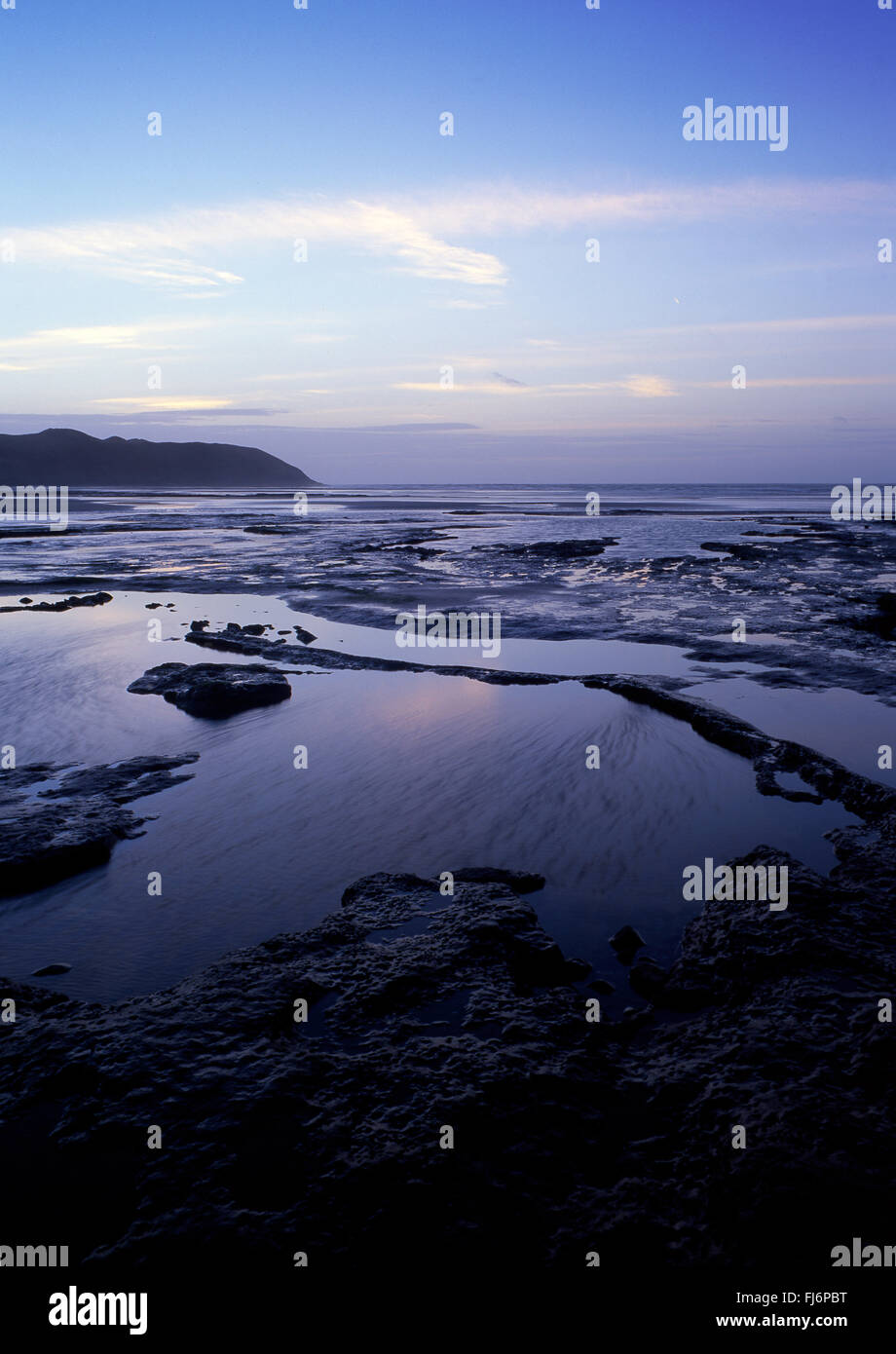 Broughton Bay beach at sunset dusk twilight North Gower coast Gower ...