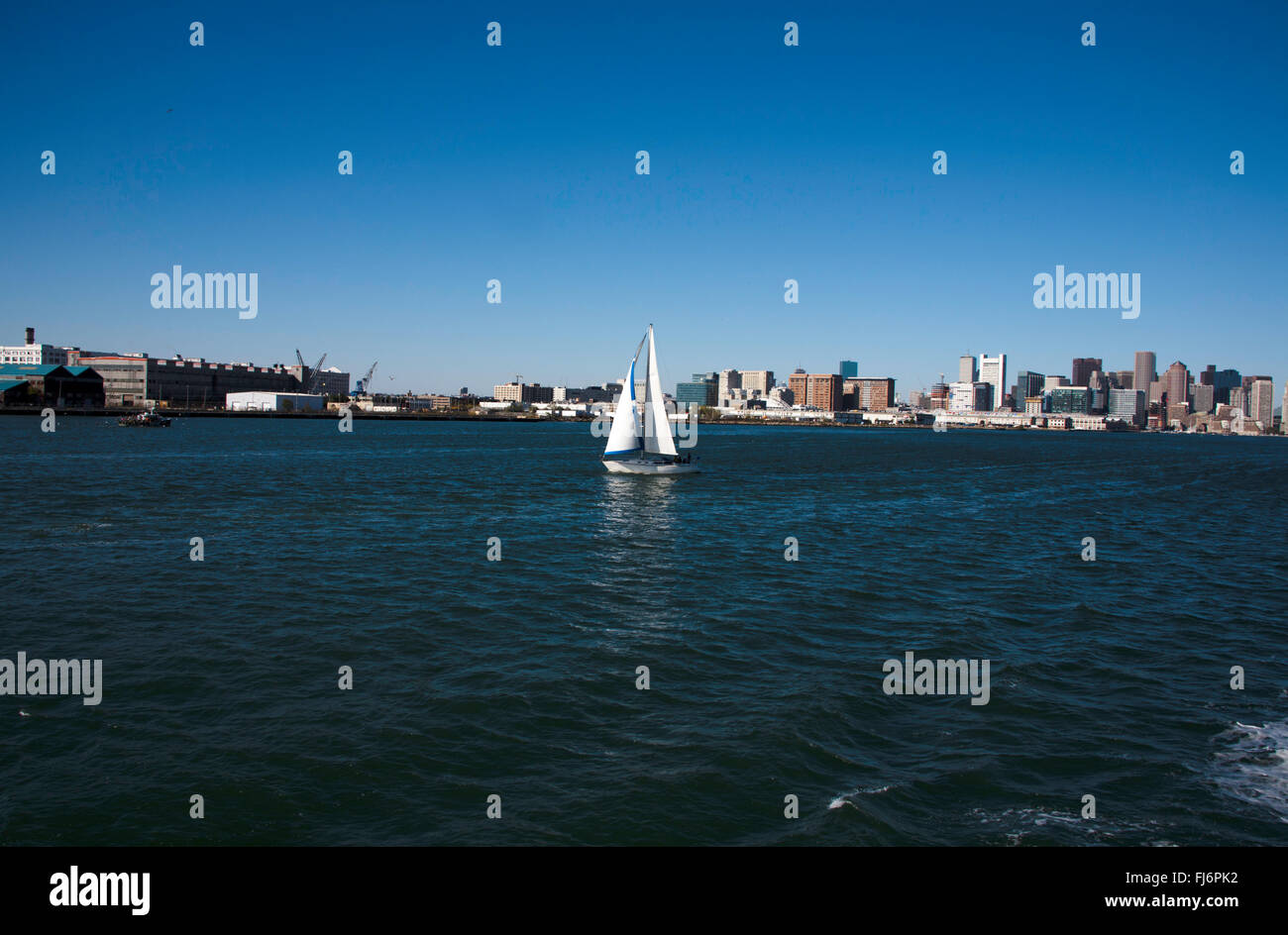 Yacht sailing around Boston harbor an area of Massachusetts Bay Boston ...